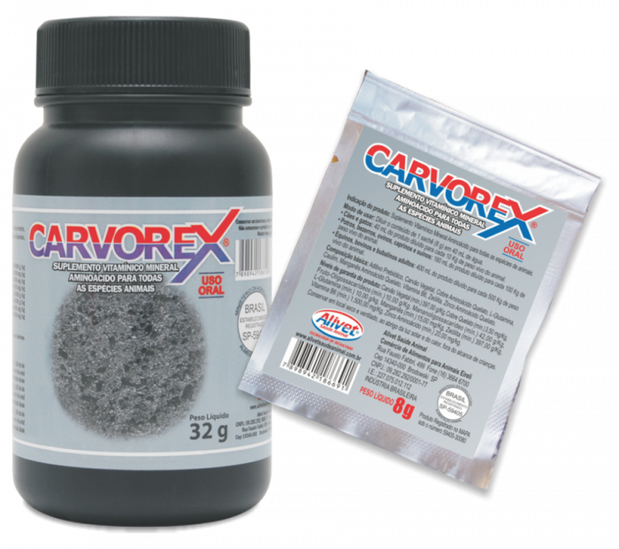 Suplemento Vitamínico com Carvão Ativado CARVOREX - Sachê 8g Alivet